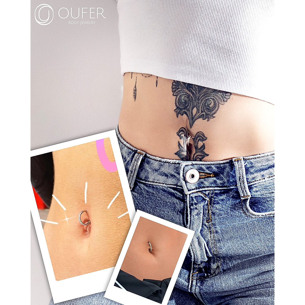 OUFER Nose Rings Hoops, 20G Hoop Nose Ring, 8mm Nosril Piercing Hoop, Stainless Steel Cartilage Tragus Helix Earrings Cartilage Earring 20g Nose Hoop for Women Men