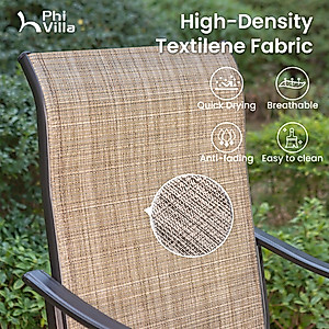 PHI VILLA Outdoor Swivel Bar Stools Set of 4,Patio Bar Chairs with Quick-Drying Fabric,Outdoor Stools with Metal Frame Durable and Sturdy, Waterproof, Rustproof,High Patio Chairs for Garden, Yard