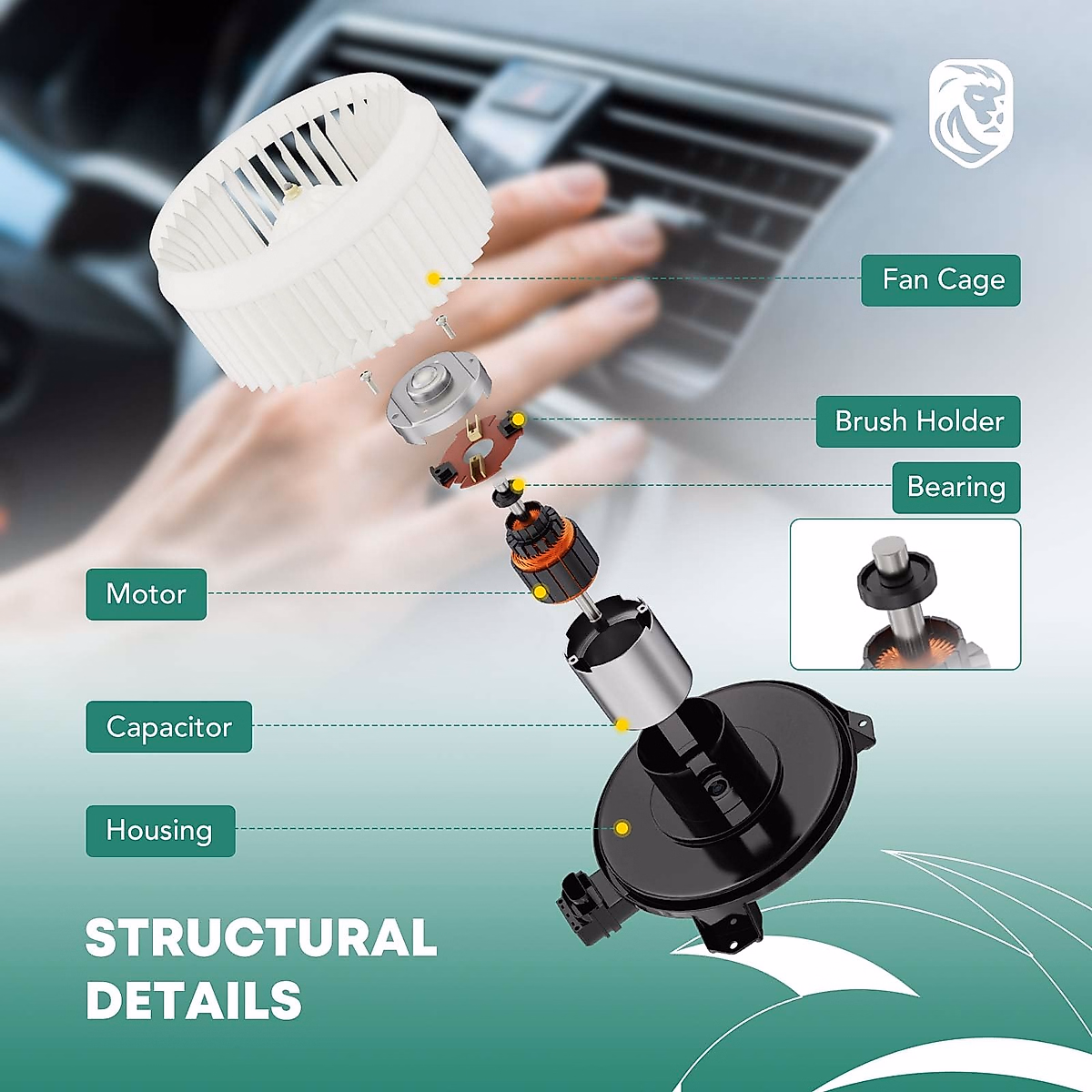 Front Side AC Heater Blower Motor Assembly Replacement for Dodge Ram Avenger Honda Accord Odyssey Jeep Lincoln Acura