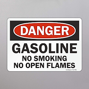 SmartSign "Danger - Gasoline, No Smoking No Open Flames" Label | 10" x 14" Laminated Vinyl