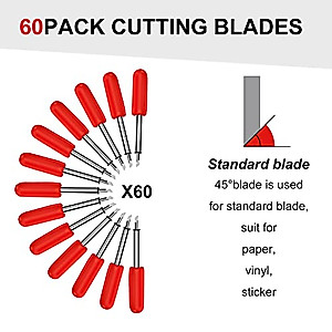 CAREGY 60 PCS 45 Degree Standard Fine Point Blades for Cricut Explore Air 2/Air 3/Maker/Maker 3/ Expression, Replacement Cutting Blades for Most Vinyl Fabric Cutting