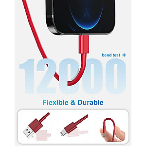 4 Pack [Apple MFi Certified] Apple Charging Cables 6ft, iPhone Chargers, Lightning Fast iPhone Charging Cord for iPhone 12/11/11Pro/11Max/ X/XS/XR/XS Max/8/7, ipad(White) (4pack(6ft), Red, 4)