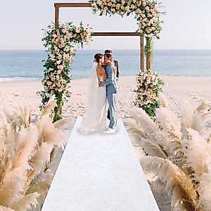 FOTSHARER White Aisle Runners for Weddings 4FTx20FT Long Velvet Aisle Runner for Wedding Ceremony Luxury Aisle Runner Rug Wide Carpet Runner Wedding Runway for Bridal Shower Church Wedding Reception