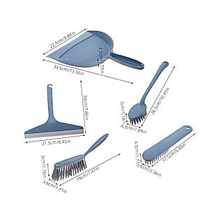 Anneome 1 Set Mini Broom Set Dust Pan Handheld Broom Crevice Cleaning Brush Hand Broom Brush Gaps Cleaning Brush Whisk Broom Small Handle Desk Brooms Small Brush and Dustpan Pp Blue