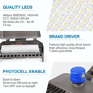 320W LED Parking Lot Lighting 44800LM 5000K LED Pole Lights Outdoor with Slipfitter Mount, Dusk to Dawn LED Street Light for Commerical Parking Lot-2Pack