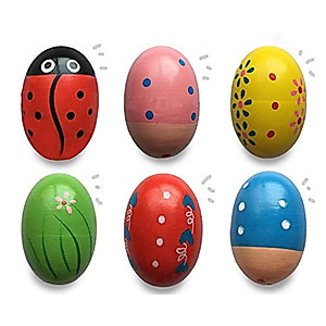 JoFAN 6 Pack Wooden Percussion Musical Shake Eggs Easter Egg Shakers for Kids Boys Girls Toddlers Easter Gifts Easter Basket Stuffers Fillers