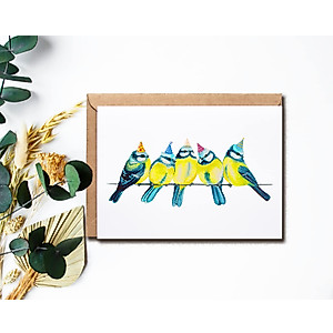 EirlysDesigns Blue Tits - Birthday Card - Funny Cards - Blue Tits Love Birthday Greeting Card - Bird Lover Card - Funny Greeting Card, 5 x 7 inches