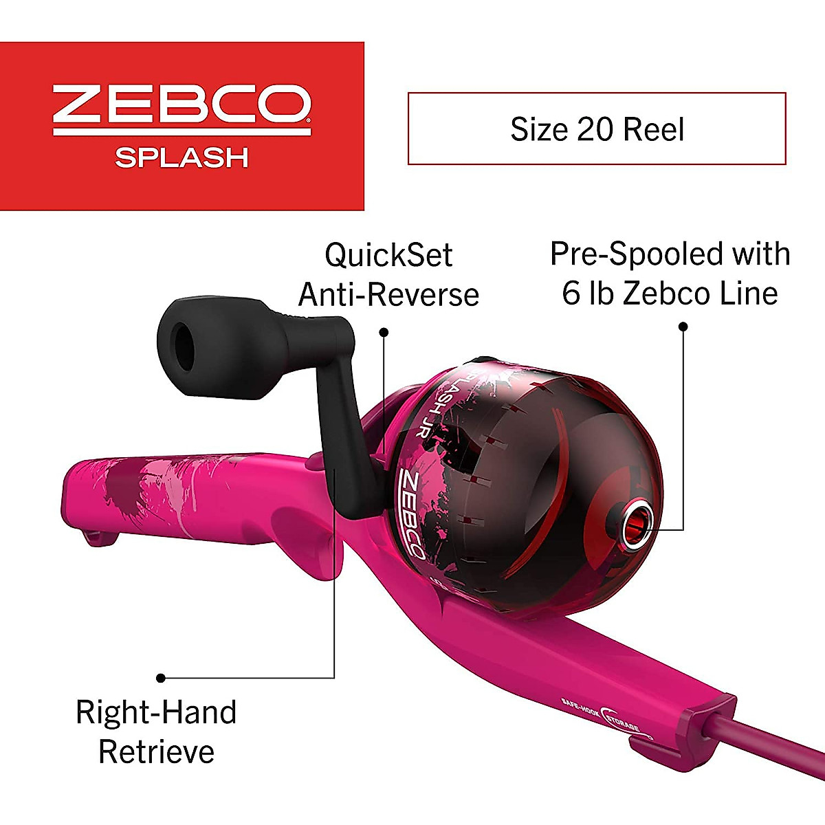 Zebco Kids Splash Floating Spincast Reel and Fishing Rod Combo & Flambeau Outdoors 6009TD Lil' Brute Tackle Gear Box with Lift-Out Tray, Blue Pink