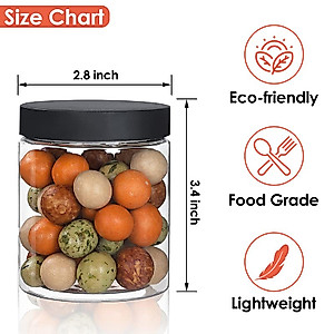 NOIRUC-CZ Jars with Lids, 48pcs 8 oz Plastic Containers with Lids Pen Labels Leak Proof BPA Free Airtight Refillable Clear Small Containers Storage Jars for Storing Dry Food Makeup Slime Honey Jam