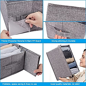 Fixwal 4pcs Wardrobe Clothes Organizer Foldable Jean Organizer for Drawer Washable Compartment Closet Organizers and Storage Bins for Clothes Jeans Pants Sweaters 5 Grids Gray