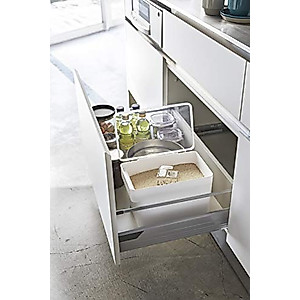 YAMAZAKI home Tower Rice Storage with Scoop Cut-Out(Includes Measuring Cup) WH Space saving, One Size, White