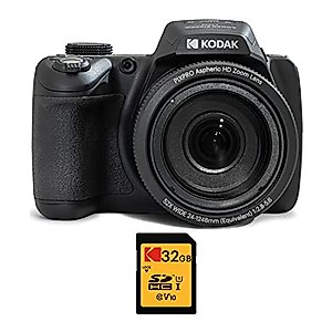 Kodak PIXPRO AZ528 16MP Astro Zoom Digital Camera with 52x Zoom and 3-Inch LCD Display (Black) Bundle with 32GB Class 10 UHS-I U1 SDHC Memory Card (2 Items)