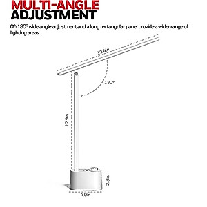 Honeywell LED Desk Lamp with USB Charging Ports - Sunturalux™ HWT-H01 Stepless Dimmable Eye Caring Table Lamp for College Dorm Home Office, Foldable Small Bedside Lamp for Bedroom with Base White