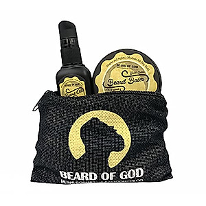 Vanilla Tobacco, Beard Oil & Balm Conditioner with Travel Case - Natural, Organic & Handcrafted in USA by Beard of God