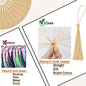 Aokbean 100pcs 5 Inches Handmade Silky Floss Soft Craft Bookmark Tassels with Loops for DIY, Jewelry Making, Graduation Tassel,Bookmarks,Souvenir (Light Gold)