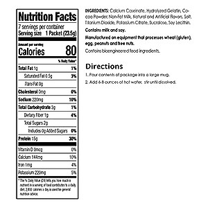 BariWise Protein Hot Cocoa, Chocolate, 80 Calories, 15g Protein, 2g Net Carbs, Gluten Free (7ct)