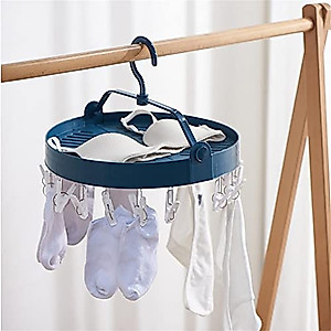 LIUZH Round Two-Way Foldable Clothes Hanger Underwear Socks Multi-Purpose 360-degree rotatable 18 Clip Clothes Rack ( Color : OneColor , Size : 18 Clips )