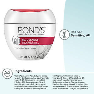 Pond's Anti-Wrinkle Face Cream Anti-Aging Moisturizer With Alpha Hydroxy Acid and Collagen 14.1 oz