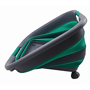 SAMMART Collapsible Plastic Laundry Basket with Wheels 39L (10.3 Gallons) -Foldable Pop Up Storage Container for Laundry, Camping & Home (1, Dark Grey/Bluish-Green)