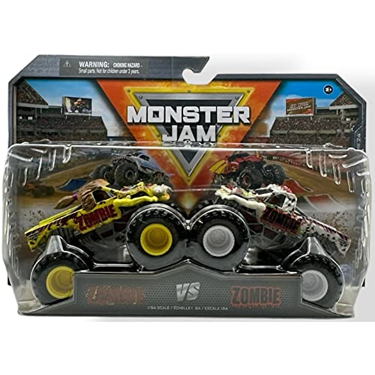Monster Jam Die-Cast Monster Trucks, 1:64 Scale, Kids Toys for Ages 3 and up 2 Pack Series 24 (Zombie vs Zombie)