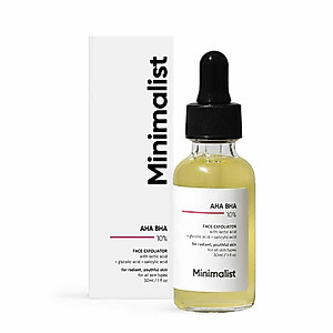 Minimalist 10% AHA (Lactic Acid & Glycolic Acid) BHA (Salicylic Acid) Exfoliating Serum | Mildly Exfoliates without Drying for Radiant, Youthful Skin | For Women & Men | 1 Fl Oz / 30 ml
