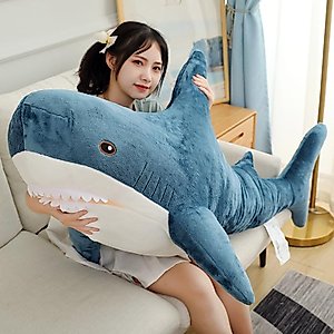 39inch Giant Plush Shark Toy Pillow,3D Giant Shark Stuffed Animal,Soft Shark Cushion Pillow Shark Stuffed Toy Throw Pillow for Children’s Pillow Boys and Girls Room Decoration Bedtime Gift (100cm)