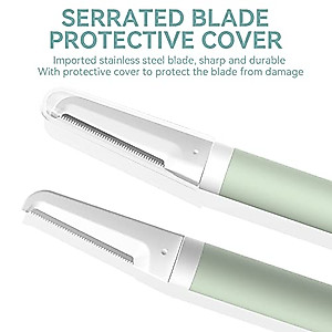 Dermaplaning Tool for Women Face Exfoliation, Durable Eyebrow Razors with 4 Replaceable Blades, Face Razors for Women Peach Fuzz and Dead Skin, Green