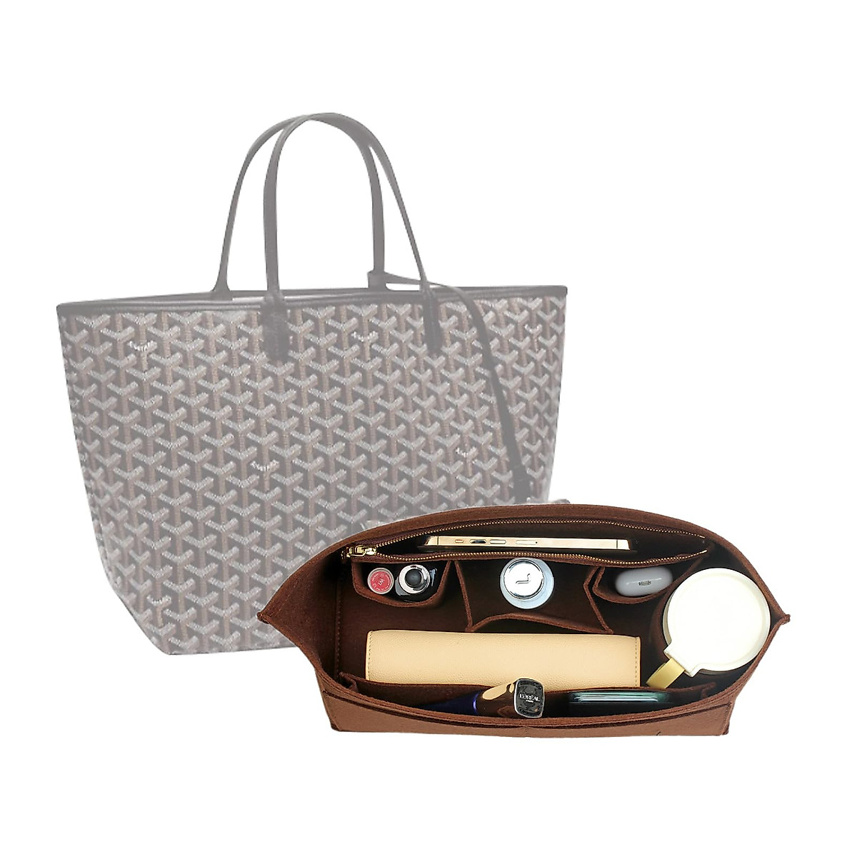 jiesinlov Purse Organizer Insert for Handbags,Felt Bag Organizers Suitable for GOYARD Saint Louis PM (Coffee)