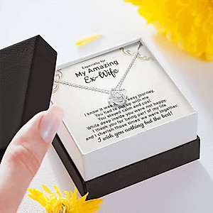 To My Especially Amazing Ex Wife Necklace, Funny Best Ex Wife Jewelry Gift On Her Anniversary Birthday Christmas From Ex Husband. (Two Toned Box)