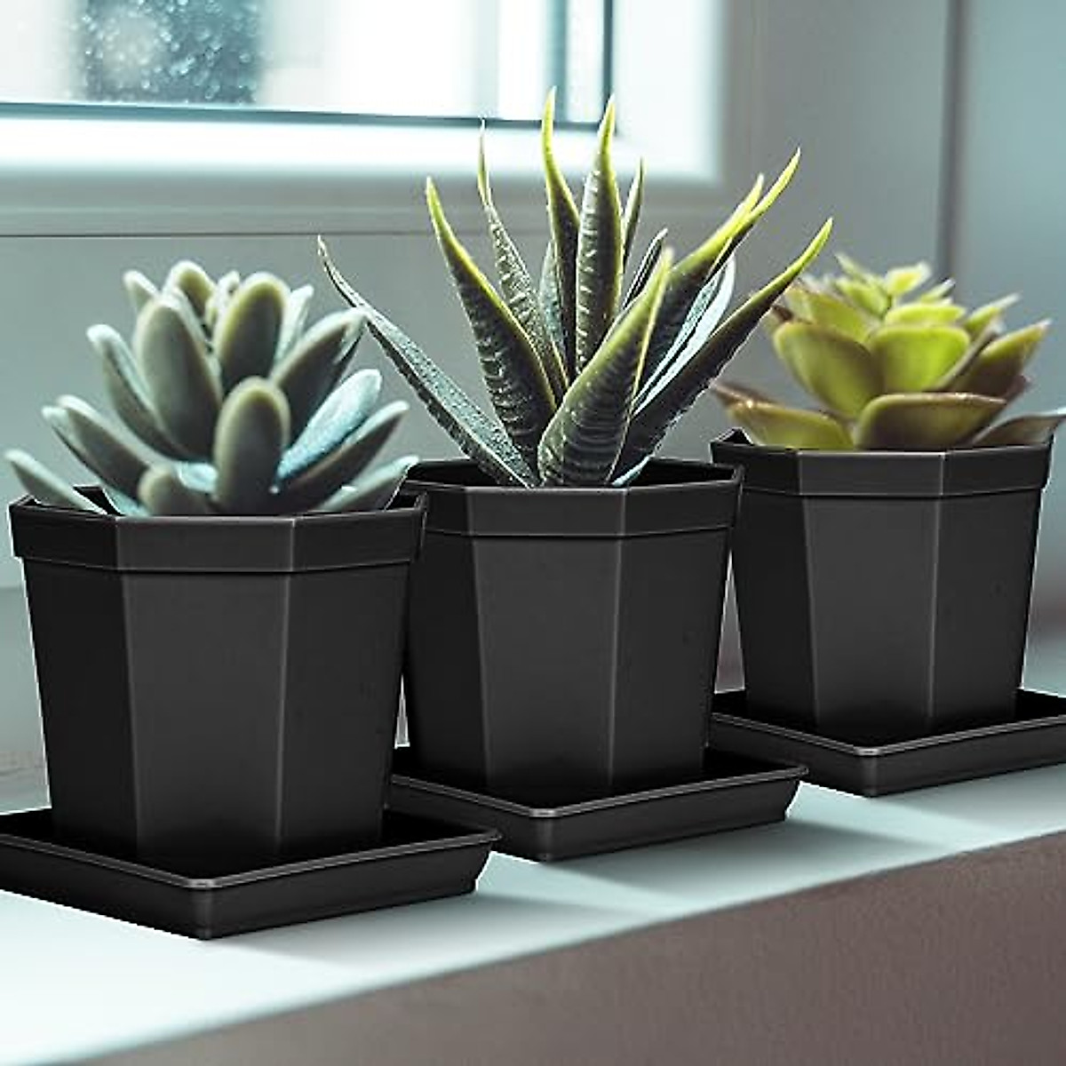 LWALRS Square Plant Saucer 16 Inch 2 Pack, Duty Plastic Plant Saucer, Heavy Duty Plant Pot Saucers, Garden Large Deep Plant Trays for Pots, Planters for Indoors and Outdoors Plants.