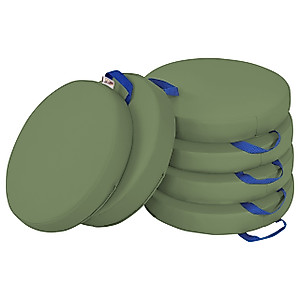 ECR4Kids SoftZone Floor Cushions with Handles, 2" Deluxe Foam, Round, Hunter Green, (6-Pack)