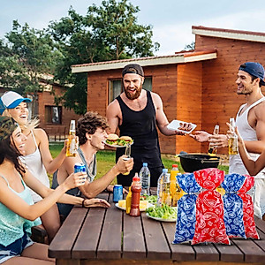 Sumind 100 Pieces Plastic Candy Bags Red Blue Western Party Treat Bags, Bandana Cellophane Goodie Favor Bags with 100 Silver Twist Ties for Kids Western Cowboy Birthday Party Supplies