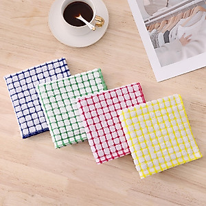 Kitinjoy Cotton 8 Pack Terry Kitchen Dish Cloths, 12 x 12 Inches Super Soft and Absorbent Dish Rags, Quick Drying Dish Towels for Washing Dishes, Mixed Color