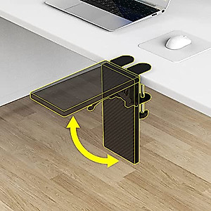 OUGIC Ergonomics Desk Extender Tray, 11.8"x5.9" Punch-Free Clamp on, Foldable Keyboard Drawer Tray, Table Mount Arm Wrist Rest Shelf, Computer Elbow Arm Support