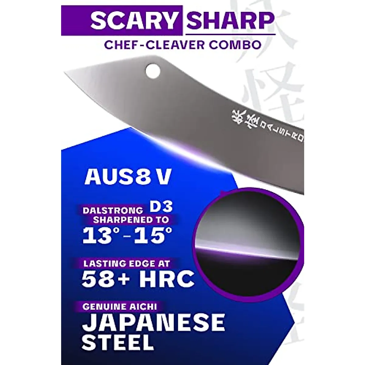 Dalstrong Hybrid Cleaver & Chef Knife - 8 inch - Phantom Series - 'The Crixus' - Japanese High-Carbon AUS8 Steel Kitchen Knife - Pakkawood Handle - Cooking Knife - Sheath Included