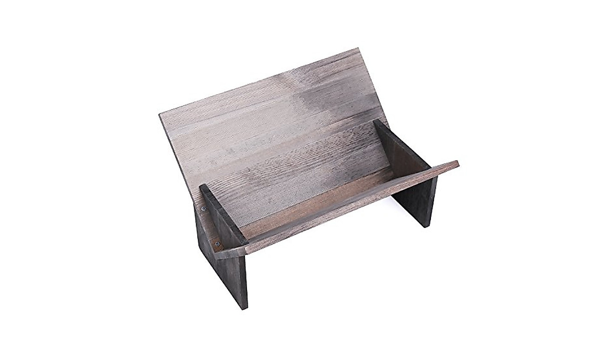 MyGift Rustic Barnwood Gray Tilted Bookcase