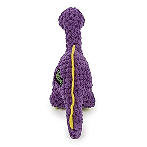 goDog Checkers Just for Me Dinos Bruto Squeaky Plush Dog Toy, Chew Guard Technology - Purple, Mini