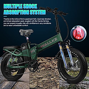 Wallke H6 Electric Bike Adults Folding Fat Tire 35AH Dual Battery Ebike 750W 32MPH Long Range 20" Electric Bicycle Shimano 8 Speed Full Suspension