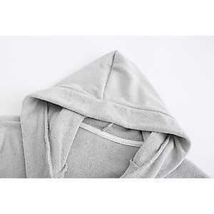 E.W Apparel Kids Boys Girls Hooded Towelling Bathrobe Dressing Gown 100% Cotton Terry Towel Soft Terry Cloth Robe 5-16 Years(Grey,11-12 Years)