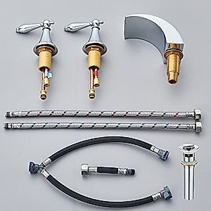 Cfeoerf LED Bathroom Faucets for Sink 3 Hole Bathroom Sink Faucet 2 Handle Bathroom Sink Faucets Waterfall Widespread Faucet with 2 Handle Chrome Bath Taps