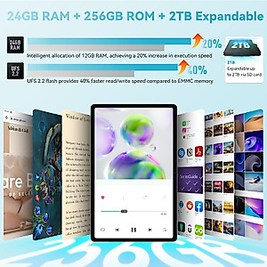 Headwolf 11 Inch Android Tablet, HPad3 Ultra 24GB RAM + 256GB ROM (TF 2TB) TÜV FHD 2K Display 2.2Ghz Octa Core G99 Gaming Tablet, 8MP+25MP Camera, 8500mAh Battery Fast Charge, 2.4G/5G WiFi+4G LTE