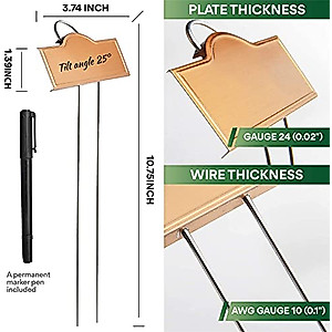 Metal Plant Labels Weatherproof 25 Pack, Outdoor Stainless Steel SS304 Garden Label Markers for Plants Vegetables Herb Seedlings Flowers with a Pen, Height 10.75 Inch, Label Area 3.74'' x 1.39''