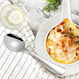 16-Piece Dinner Spoon set,7.3" Tablespoons,Silverware Spoons,Food Grade Stainless Steel Spoons Set for Eating Soup,Cereal - Mirror Polished Dishwasher Safe,Metal Spoons for Everyday Use