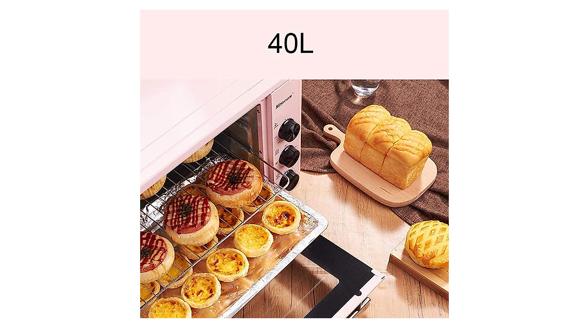 40L Electric Oven with Adjustable Temp & Timer - Pink Kitchen Oven