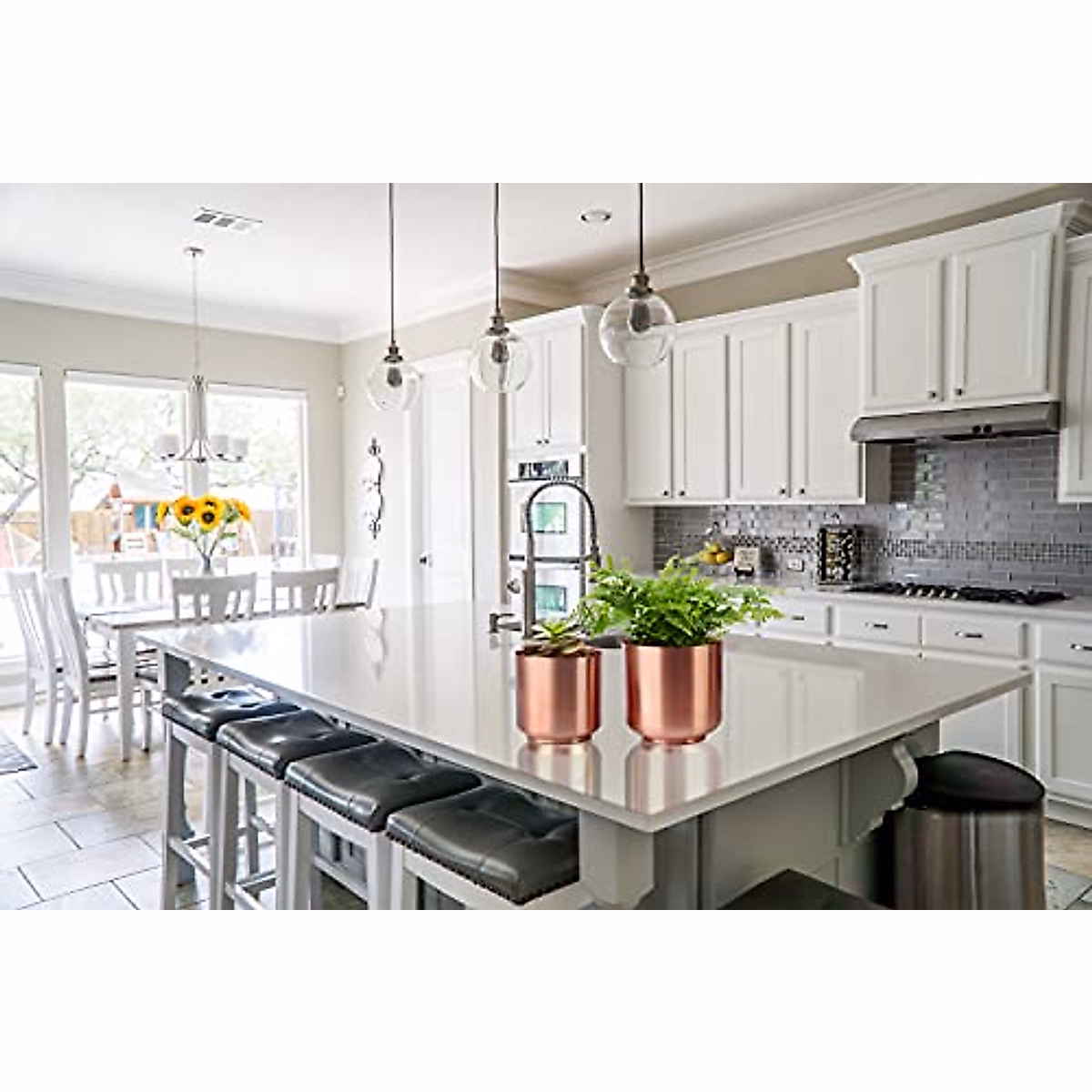 Vixdonos Copper-Tone Metal Succulent Planter Pots, 6/5.2 Inch Plant Pots Pack 2 Flower Pots Indoor with Drainage Hole