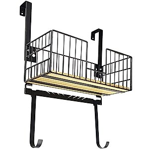 Fabias Over The Door Ironing Board Holder, Especially for 1 3/4" Thick Doors (with Basket)