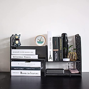 YGYQZ Small Bookshelf for Desktop Storage, Mini Cute Office Desk Shelves White Versatility Organizers for Women, Kids