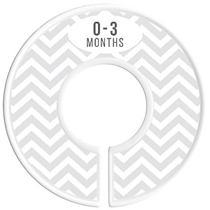 Baby Closet Size Dividers, Light Grey, Set of 6 Organizers, Stripe, Chevron