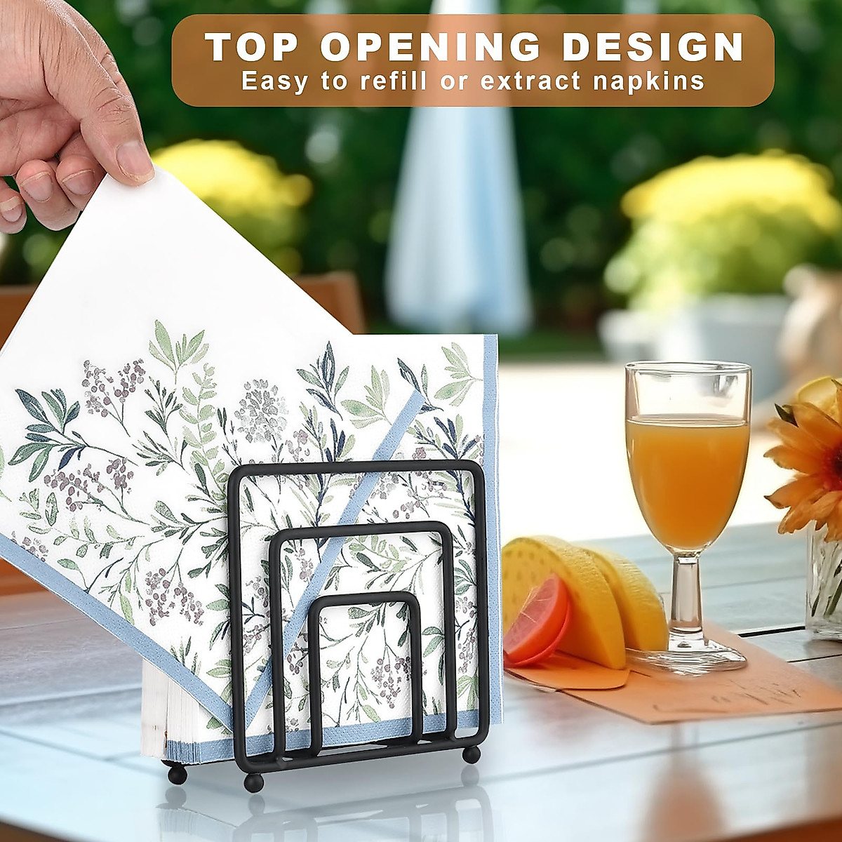 Napkin Holder for Table, Modern Metal Black Napkin Holders for Kitchen Dining Tables & Countertops, Paper Cocktail Napkins Holder Dispenser for Indoor & Outdoor Use by LAIHIFA