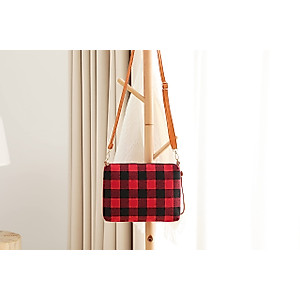MONOBLANKS Women Buffalo Plaid Crossbody Purse Bag Small Shoulder Wristlet Phone Bag (Red Buffalo Plaid)